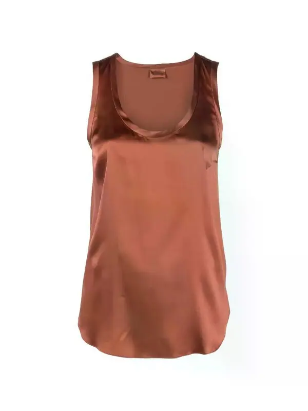 Brunello Cucinelli Silk Scoop-neck Top - Orange