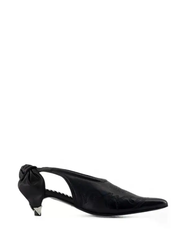 Toga Western-embroidered Knotted Heeled Pumps