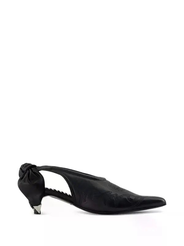 Toga Western-embroidered Knotted Heeled Pumps - Black
