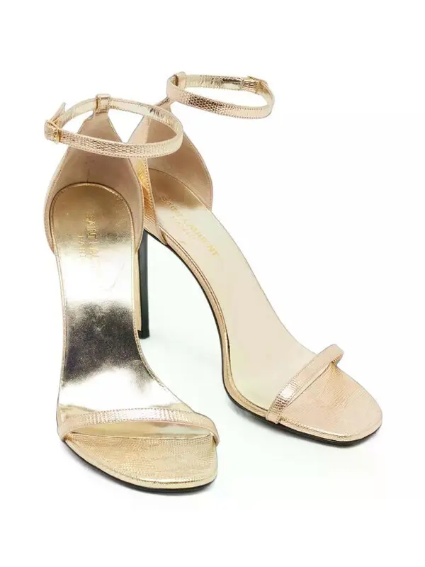 Saint Laurent Lizard-embossed Ankle-strap Sandals