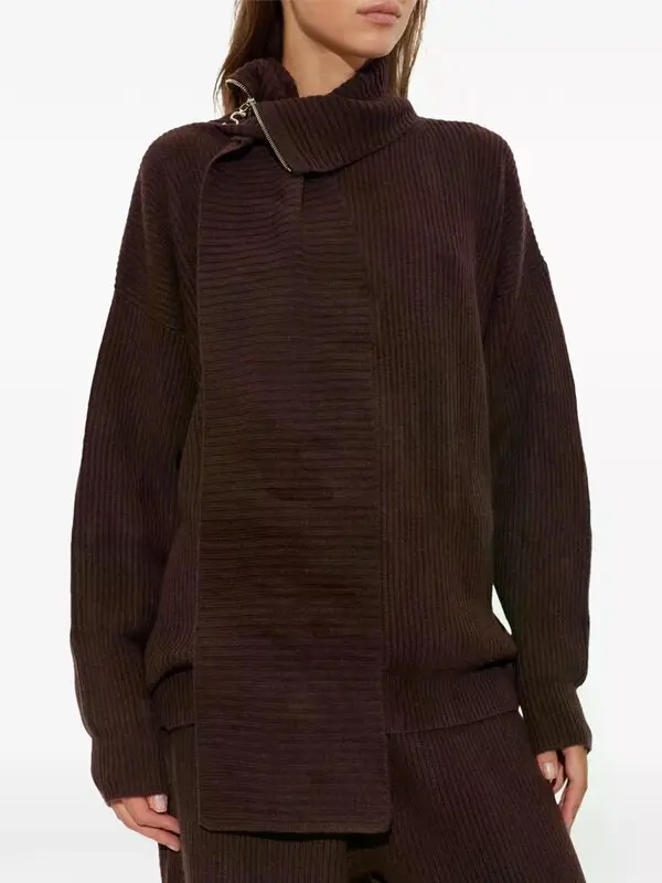 Sportmax Zip-neck Ribbed-knit Sweater