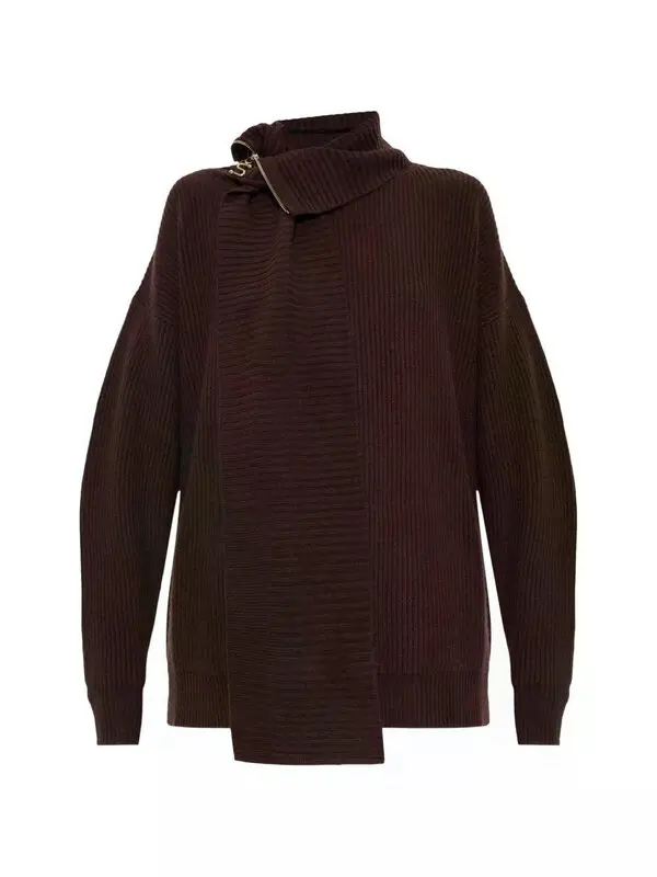 Sportmax Zip-neck Ribbed-knit Sweater