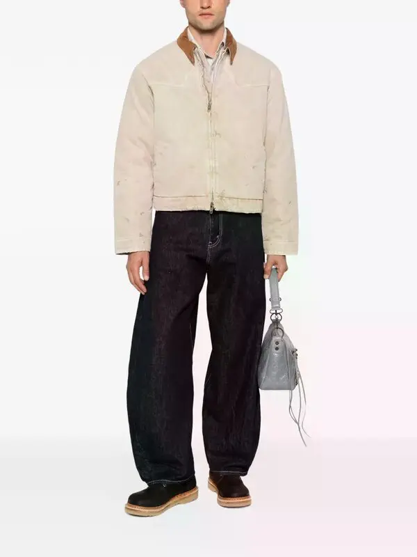 Balenciaga Corduroy-collar Distressed-effect Jacket