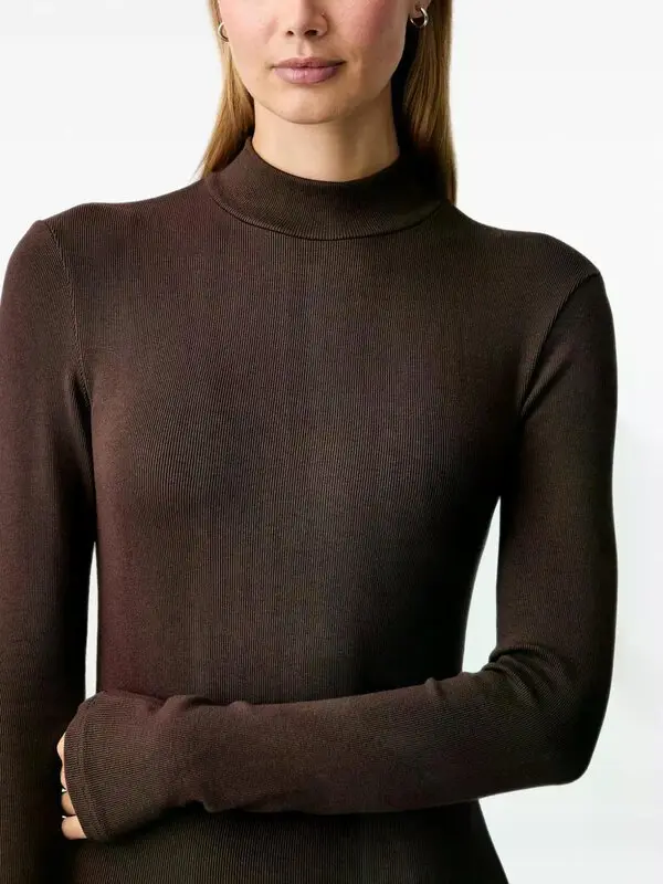 LA MANIA Fallon Ribbed-knit High-neck Maxi Dress