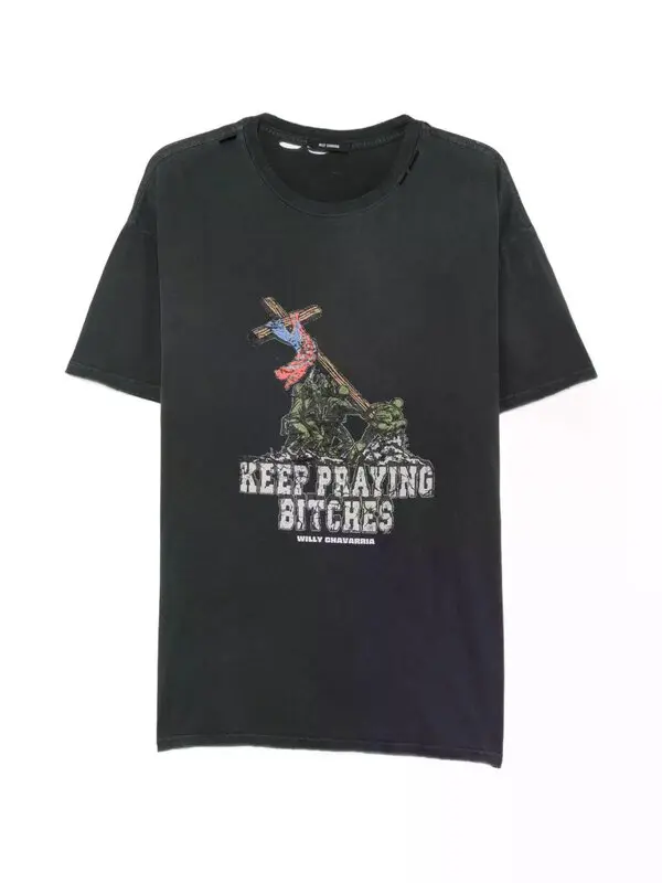 WILLY CHAVARRIA Graphic-print Distressed T-shirt