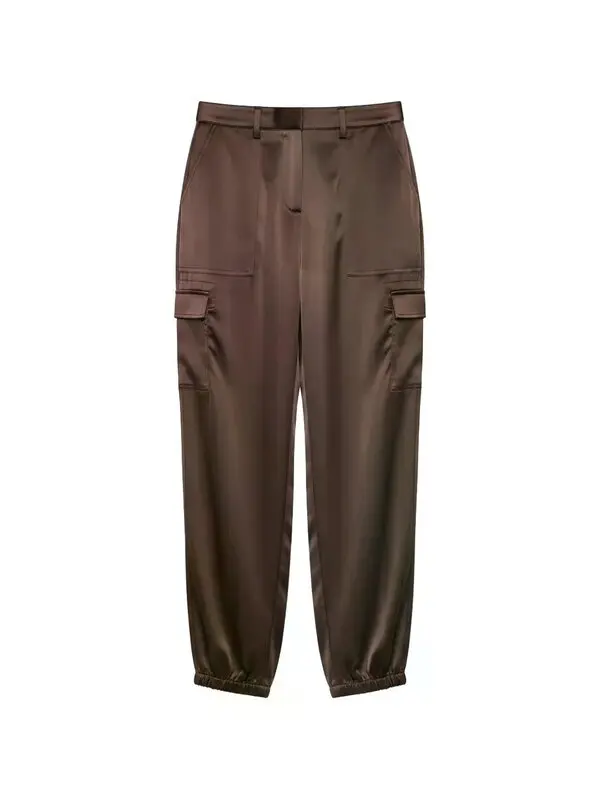 Black Label Satin-finish Elasticated Cargo Pants
