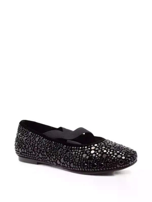 TWENTY FOURHAITCH Stud-embellished Elasticated Ballet Flats