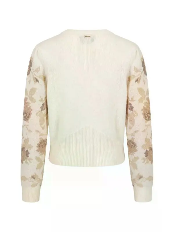 TWINSET Floral-jacquard Puff-sleeve Cardigan