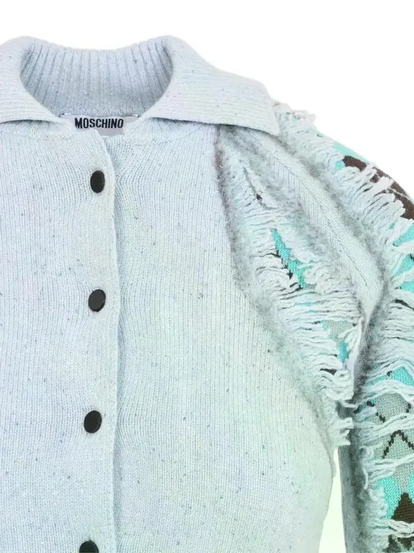 Moschino Distressed Argyle Cardigan