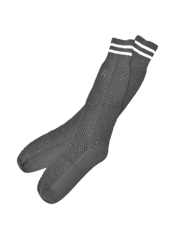 Brunello Cucinelli Sequin-embellished Striped Socks - Grey
