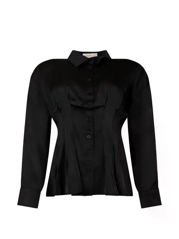 Derhy Jessie Pleated Satin Shirt - Black