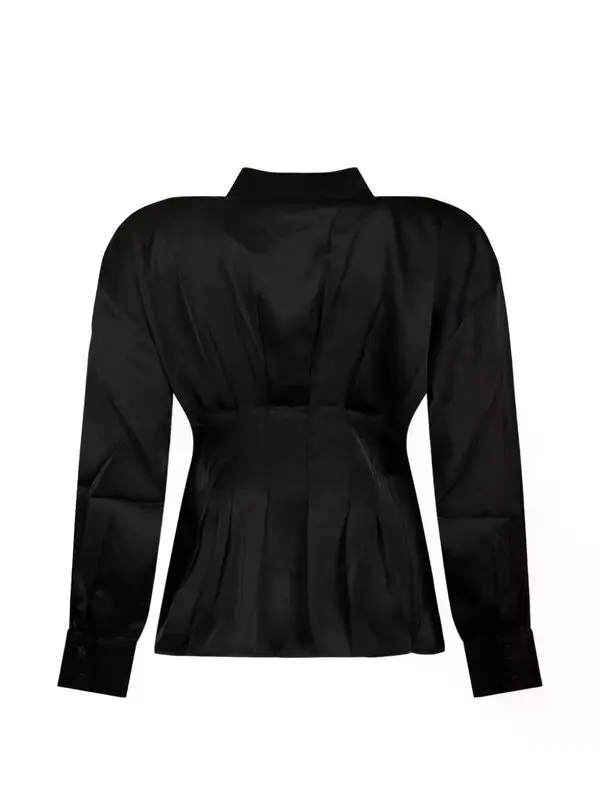 Derhy Jessie Pleated Satin Shirt - Black