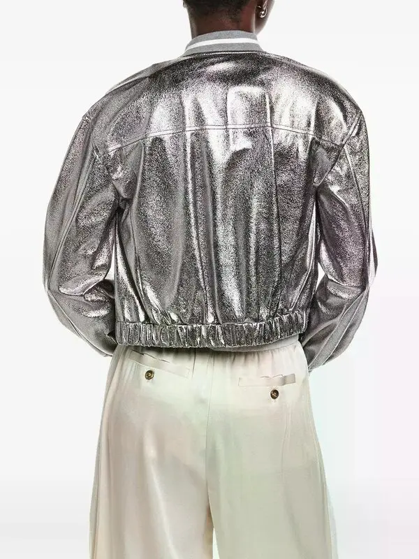 Brunello Cucinelli Metallic Leather Bomber Jacket