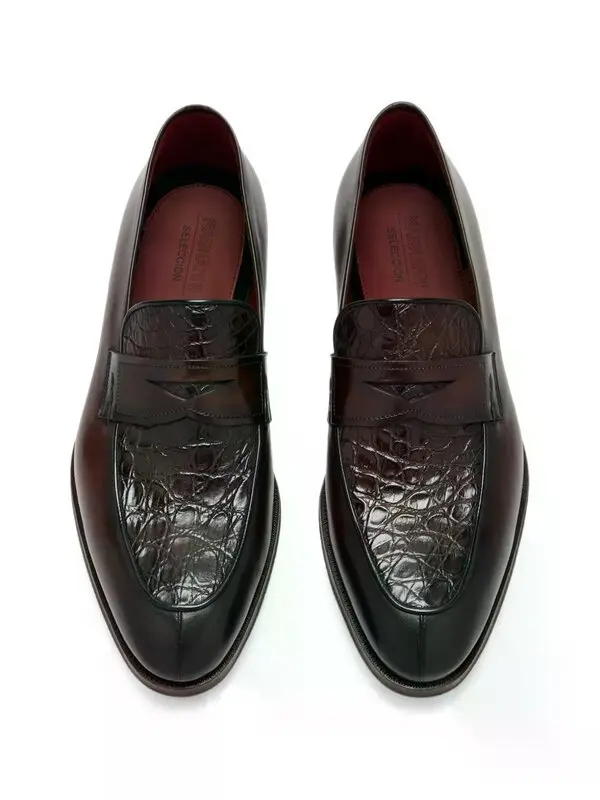 Magnanni Crocodile-effect Leather Penny Loafers