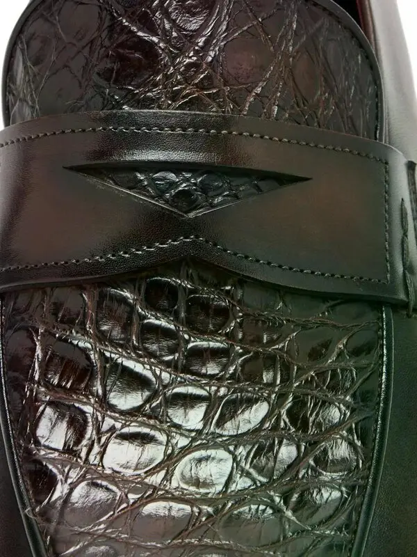Magnanni Crocodile-effect Leather Penny Loafers