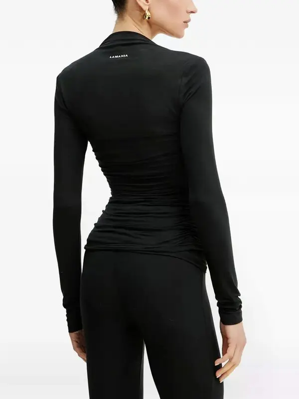 LA MANIA Sorrel Ruched Cut-out Top - Black
