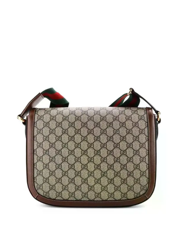 Gucci Horsebit 1955 Gg Coated Canvas With Leather Large Shoulder Bag