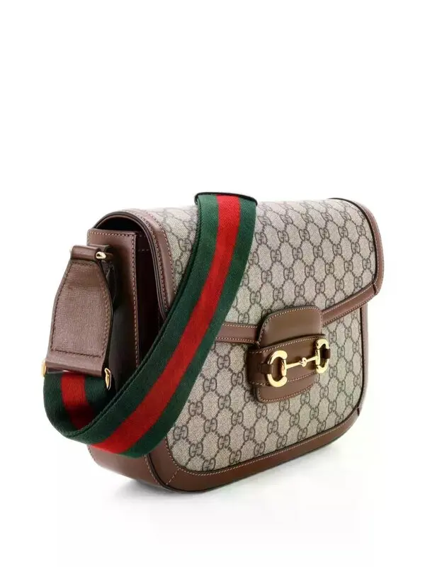 Gucci Horsebit 1955 Gg Coated Canvas With Leather Large Shoulder Bag