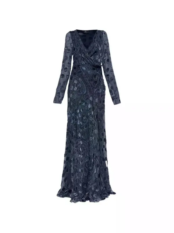 Etro Paisley-print Devoré Maxi Dress - Blue