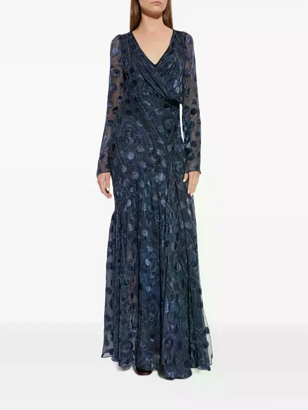 Etro Paisley-print Devoré Maxi Dress - Blue