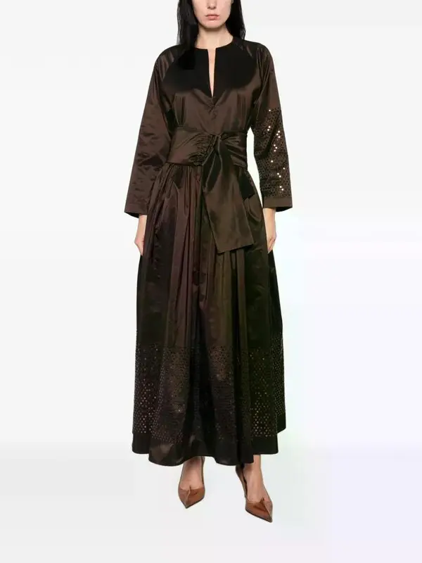 CO.GO Andromeda Sequin-embellished Belted Maxi Dress - Brown