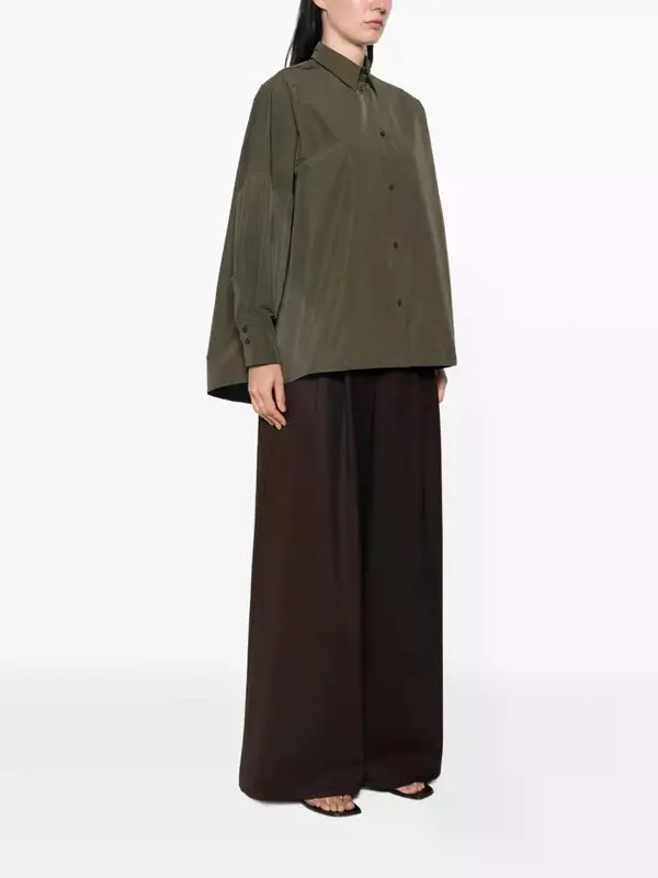 CO.GO Belted Balloon-sleeve Shirt - Green