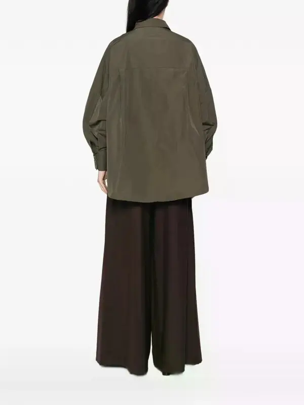 CO.GO Belted Balloon-sleeve Shirt - Green