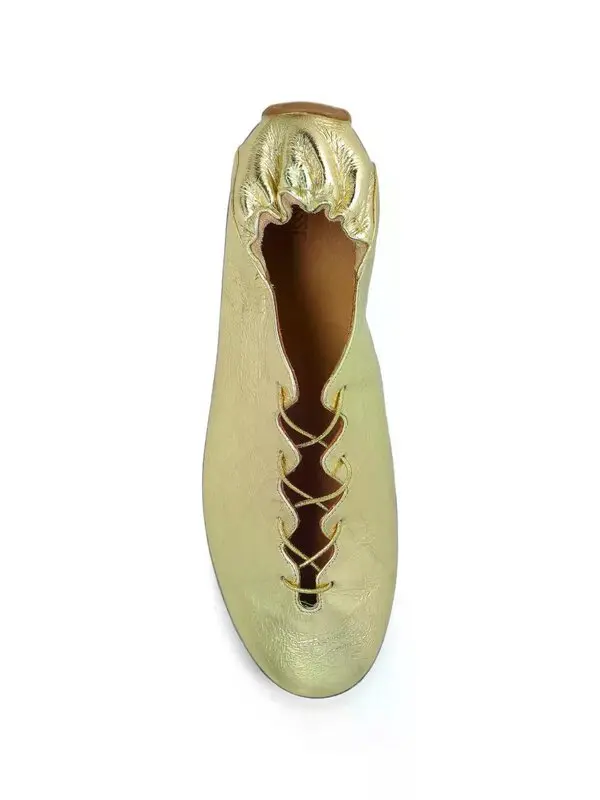 ODISSI Milly Metallic-effect Leather Ballet Flats