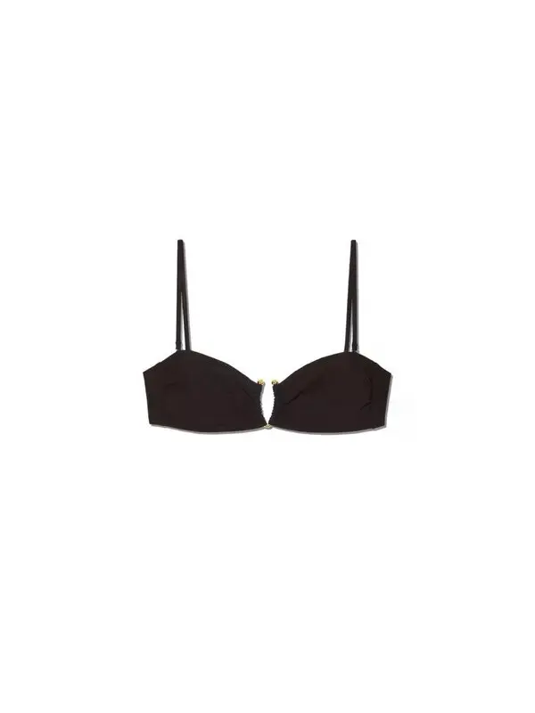 NILI LOTAN Ruched Bandeau Bikini Top - Brown
