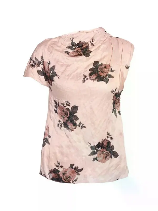 Erdem Floral-print Draped Blouse - Pink