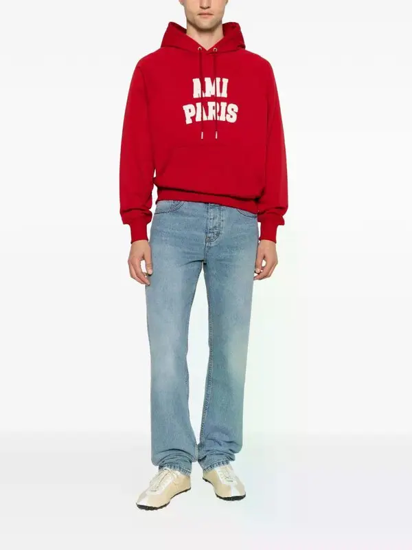 AMI Paris Faded Straight-leg Jeans