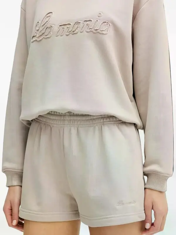 LA MANIA Mica Embroidered-logo Drawstring-waist Shorts