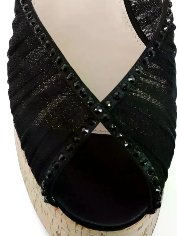ANDREA WAZEN Paloma Crystal-embellished Cork Sandals