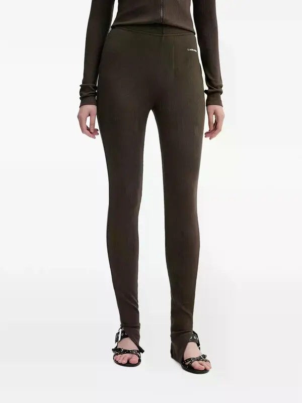 LA MANIA Betsy Ribbed-knit Leggings - Brown