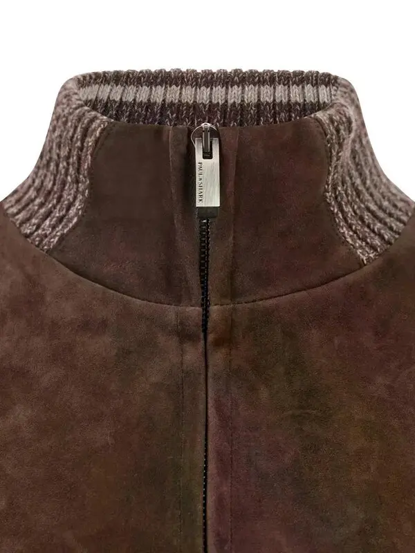Paul & Shark Suede-panelled Zip-up Bomber Jacket