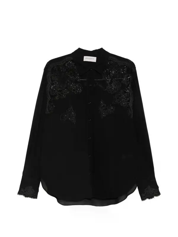 ERMANNO FIRENZE Lace-panelled Sequin-embellished Shirt