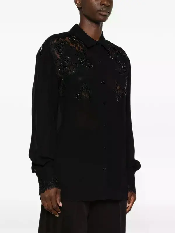 ERMANNO FIRENZE Lace-panelled Sequin-embellished Shirt