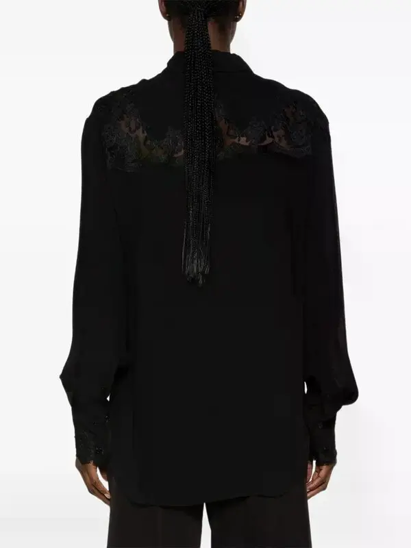 ERMANNO FIRENZE Lace-panelled Sequin-embellished Shirt