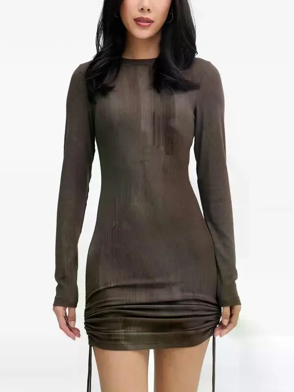 LA MANIA Faith Ribbed-knit Mini Dress - Brown