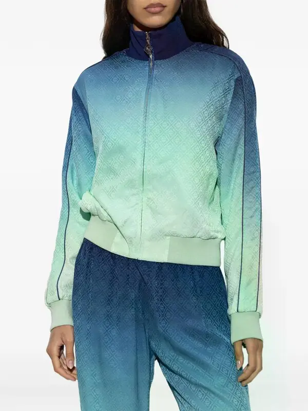 Casablanca Monogram-jacquard Zip-up Sweatshirt
