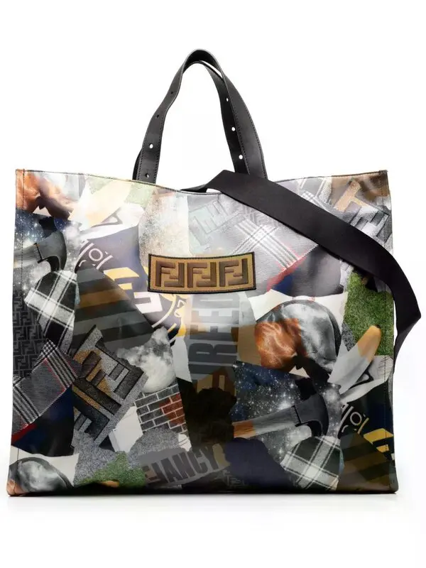 Fendi 2010-2026 Hey Reilly Zucca Ff 1974 Coated Canvas Tote Satchel - Grey