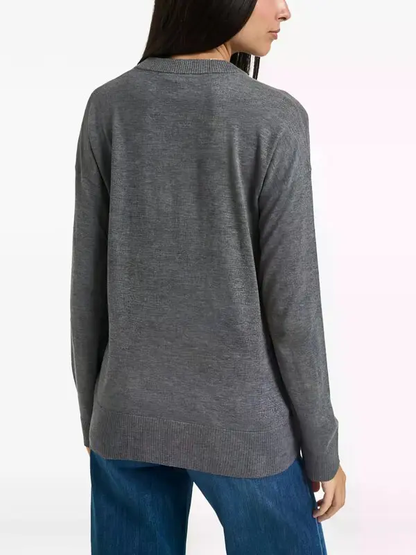 Liu Jo Rhinestone-logo Side-slit Sweater