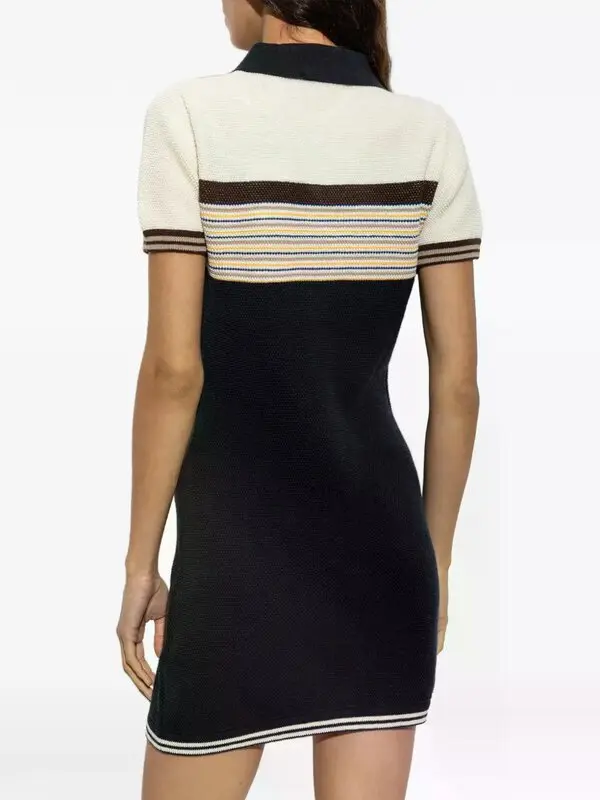 Casablanca Café Striped Logo-patch Mini Dress