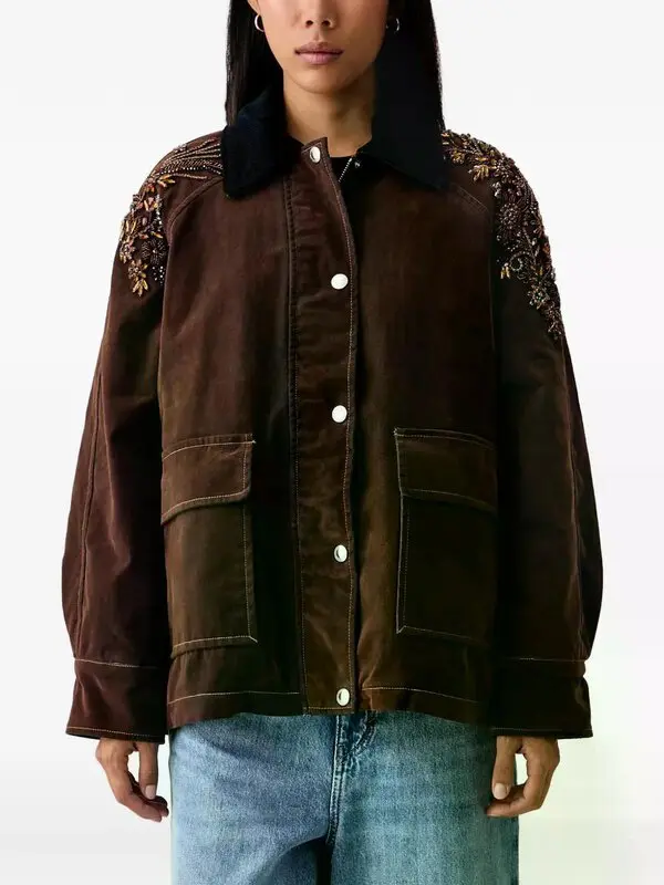 ERMANNO FIRENZE Corduroy-collar Embellished Jacket