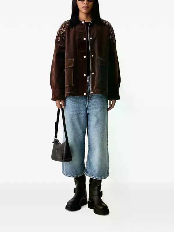 ERMANNO FIRENZE Corduroy-collar Embellished Jacket