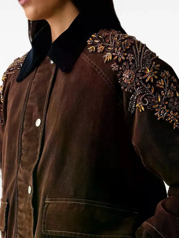 ERMANNO FIRENZE Corduroy-collar Embellished Jacket