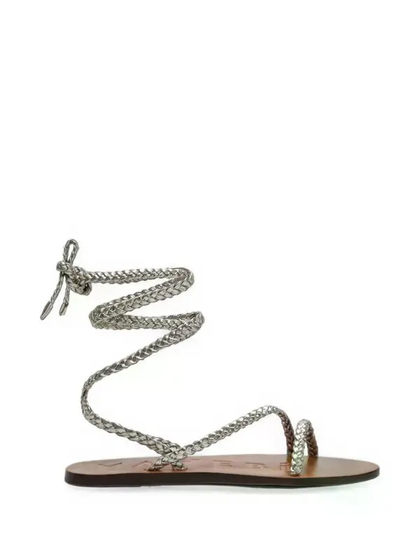 Manebí Braided Tie-fastening Sandals - Silver