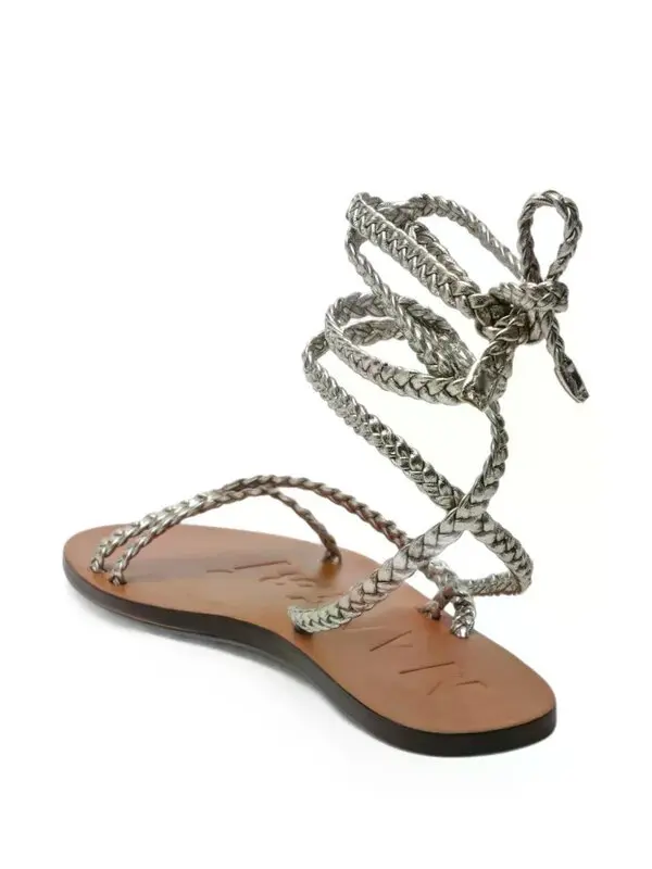 Manebí Braided Tie-fastening Sandals - Silver