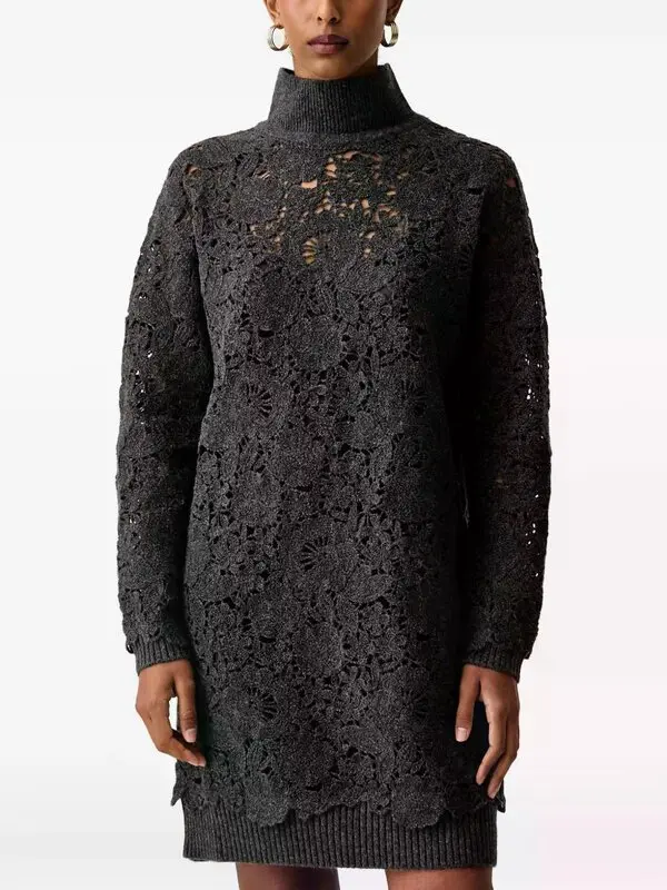 ERMANNO FIRENZE Floral-lace High-neck Mini Dress