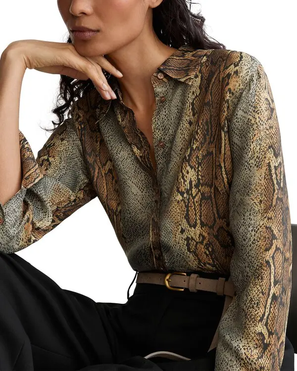 REISS Lyla Snakeskin Print Shirt